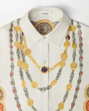 Versace Chain Print Long Sleeve Shirt - Nude
