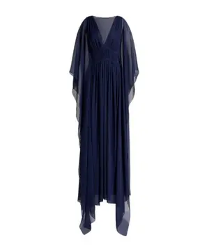 Alberta Ferretti Silk Creponne Evening Dress - Blue