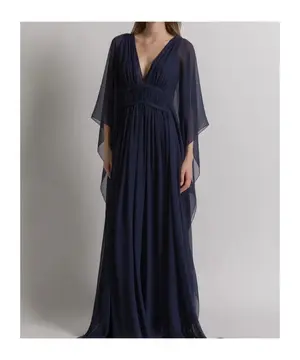Alberta Ferretti Silk Creponne Evening Dress - Blue