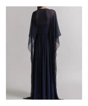 Alberta Ferretti Silk Creponne Evening Dress - Blue