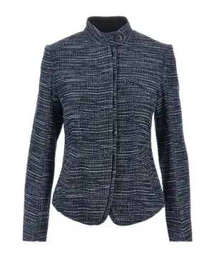 Emporio Armani Denim-effect Textured Jacket - Black