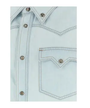 Versace Button-up Denim Shirt - White