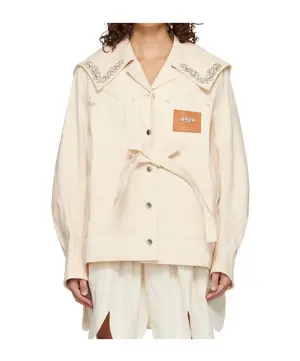 Simone Rocha Sailor Collar Crystal Embellished Denim Jacket