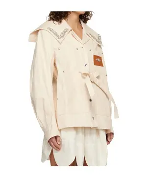 Simone Rocha Sailor Collar Crystal Embellished Denim Jacket