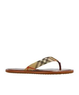 Burberry Checkered Thong Sandals - Brown