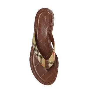 Burberry Checkered Thong Sandals - Brown