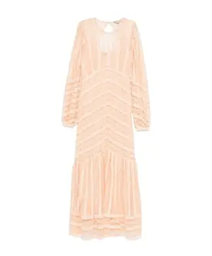 TWINSET Round Neck Long Sleeve Lace Dress