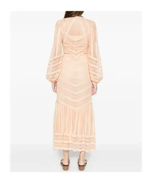 TWINSET Round Neck Long Sleeve Lace Dress