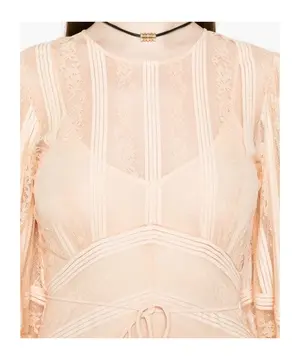 TWINSET Round Neck Long Sleeve Lace Dress