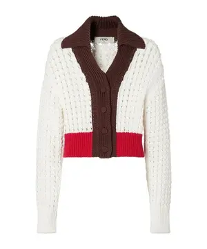 FENDI Fendi Collared Chunky Knit Cardigan