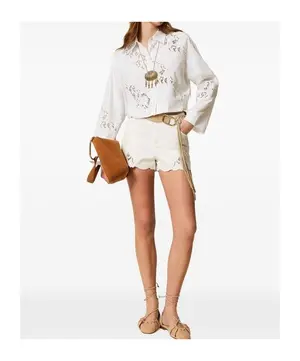 TWINSET Embroidered Cropped Shirt
