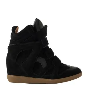 Isabel Marant Étoile Suede High-top Wedge Sneakers With Leather Trim