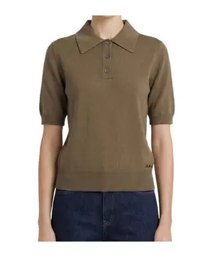 A.p.c. Short Sleeve Knitted Polo Shirt - Brown