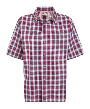 N.21 Crystal Embellished Tartan Print Shirt - Check