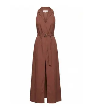 Patrizia Pepe Sleeveless V-neck Maxi Dress With Belt