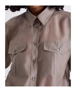 Marella Long-sleeved Shirt With Classic Collar And Patch Pockets - Nude