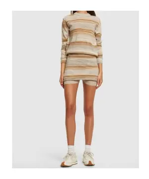 Gimaguas Ceza Striped Acrylic Blend Mini Skirt With Shorts Lining