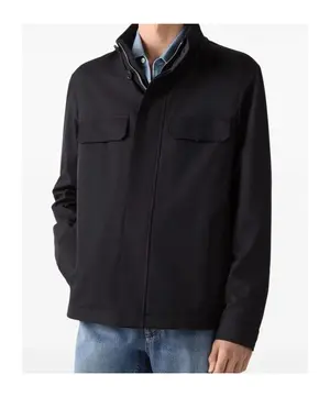 Zegna High-neck Chest Pocket Jacket - Black