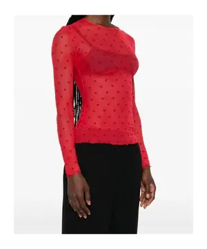 MARINE SERRE Moon-print Mesh T-shirt - Pink