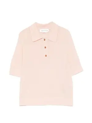 Victoria Beckham Buttoned Polo Top - Nude