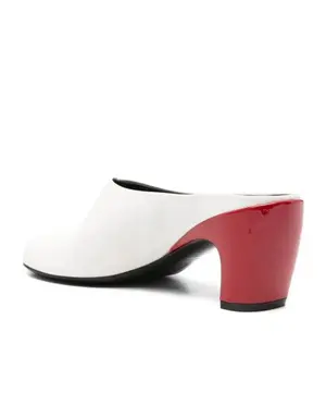 Dries Van Noten Leather Mules With Chunky Heel - White