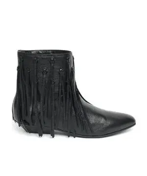 Saint Laurent Low-heeled Boots With Fringe Detailing