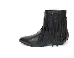 Saint Laurent Low-heeled Boots With Fringe Detailing