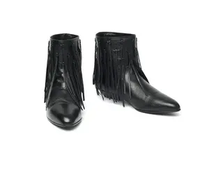Saint Laurent Low-heeled Boots With Fringe Detailing