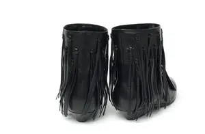 Saint Laurent Low-heeled Boots With Fringe Detailing