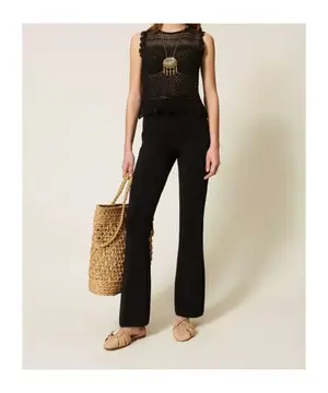 TWINSET Crochet Rhinestone Knit Top