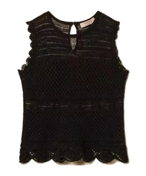 TWINSET Crochet Rhinestone Knit Top - Black