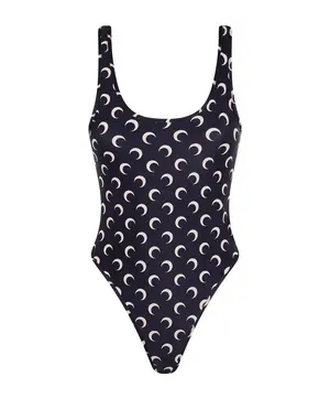 MARINE SERRE Moon Print Jersey One Piece Swimsuit - Black