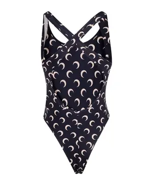 MARINE SERRE Moon Print One Piece Swimsuit - Black