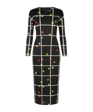 PLEATS PLEASE BY ISSEY MIYAKE Grid Print Pleated Dress