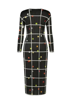 PLEATS PLEASE BY ISSEY MIYAKE Grid Print Pleated Dress