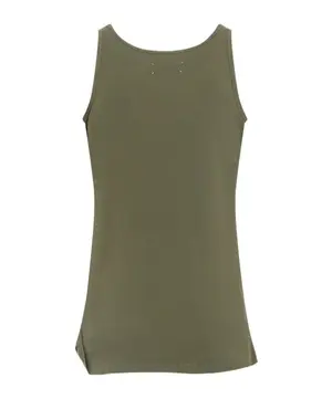 MAISON MARGIELA Ribbed Tank Top With Asymmetrical Hem - Olive