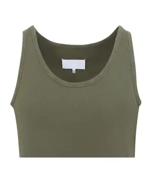MAISON MARGIELA Ribbed Tank Top With Asymmetrical Hem - Olive