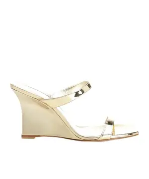 STUART WEITZMAN Square Toe Wedge Sandals - Nude