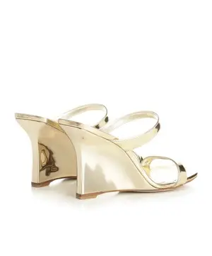 STUART WEITZMAN Square Toe Wedge Sandals - Nude