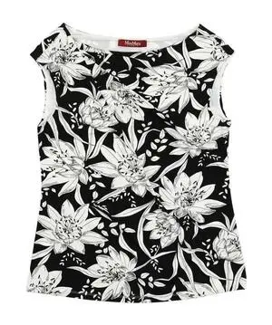 Max Mara Sleeveless Floral Print T-shirt - Black