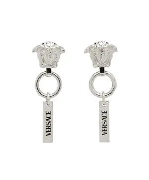 Versace Medusa Drop Earrings - White