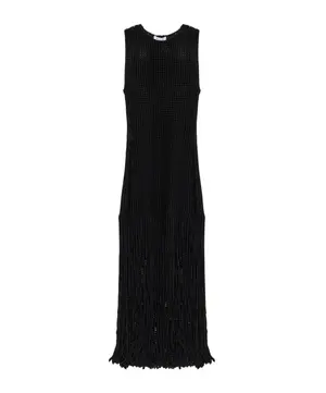 Alaïa Openwork Tasseled Knit Dress