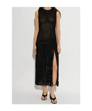 Alaïa Openwork Tasseled Knit Dress