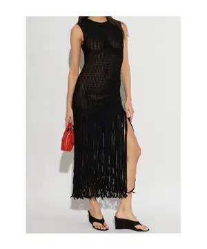 Alaïa Openwork Tasseled Knit Dress