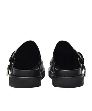 TOGA VIRILIS Silver Embellished Leather Clogs - Black