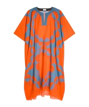 Dries Van Noten Printed Crewneck Kaftan - Orange