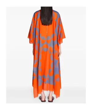 Dries Van Noten Printed Crewneck Kaftan - Orange