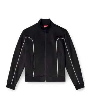 DIESEL® F-locking-od Full-zip Sweatshirt With Contrast Piping And Oval D Embroidery
