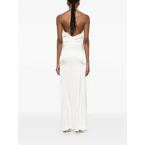 Oseree Halterneck Lace-trim Maxi Dress