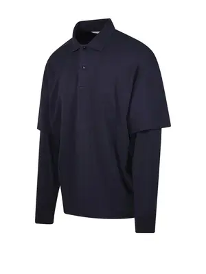 DARKPARK Long-sleeved Layered Polo Shirt - Black
